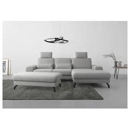 Sit & More Ecksofa SIT&MORE "Cinturo L-Form" Sofas Gr. B/H/T: 283 cm x 88 cm x 175 cm, Luxus-Microfaser Euphoria, mega-Recamiere rechts, inklusive Sitztiefenverstellung-inklusive Federkern, grau (grey) inklusive Sitztiefenverstellung und Federkern, Sitzhöhe 45 cm