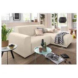 Ecksofa Home Affaire "Langeland L-Form" Sofas Gr. B/H/T: 234cm x 85cm x 163cm, Webstoff, Recamiere rechts, beige incl. 2 Zierkissen, Recamiere wahlweise links oder rechts