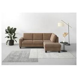 Ecksofa Home Affaire "Summer L-Form" Sofas Gr. B/H/T: 236 cm x 91 cm x 170 cm, Breitcord, Ottomane rechts, ohne Bettfunktion-ohne Bettkasten-ohne Federkern, braun (latte) mit Ottomane, oder ohne Bettfunktion und Bettkasten, Cord-Bezug