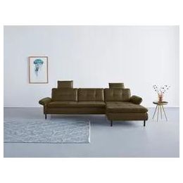 Ecksofa Inosign "Birkholm L-Form", grün (olive), B:267cm H:83cm T:174cm, 100% Polyester, Sofas, Armlehnverstellung, auch in Easy Clean Bezug - mit Wasser zu reinigen