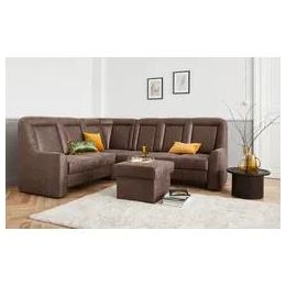 Sit & More Ecksofa SIT & MORE "Melissa L-Form", braun (schokobraun), B:257cm H:107cm T:217cm, 100% Polyester, Sofas, klassisches Polsterprogramm, wahlweise Bettfunktion und Schubkasten