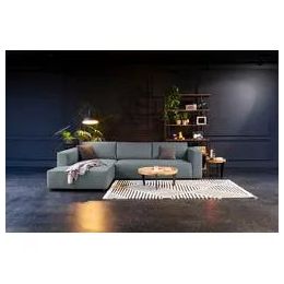 Ecksofa Tom Tailor HOME "HEAVEN STYLE XL" Sofas Gr. B/H/T: 302cm x 85cm x 221cm, Struktur grob TCU, Recamiere links, mit Bettfunktion-mit Bettkasten-Kunststofffuß, blau (smokey tcu 36) aus der COLORS COLLECTION, wahlweise mit Bettfunktion & Bettkasten