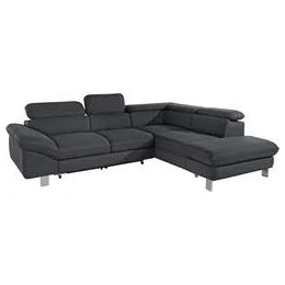 Ecksofa COTTA "Driver L-Form" Sofas Gr. B/H/T: 266cm x 73cm x 214cm, Struktur, Ottomane rechts, mit Kopfteilverstellung-mit Bettfunktion und Bettkasten, schwarz mit Kopfteilverstellung, wahlweise Bettfunktion