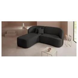 Ecksofa LeGer Home by Lena Gercke "Dilara L-Form" Sofas Gr. B/H/T: 200cm x 87cm x 165cm, Boucle, Ottomane links, schwarz gerundete Rückenlehne und Front, in 3 Bezugsqualitäten