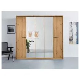 Drehtürenschrank Rauch "Oteli" Schränke Gr. B/H/T: 230 cm x 212 cm x 58 cm, ohne Beleuchtung, 5 St., braun (eiche artisan) mit Mittelspiegel und Passepartout optional Beleuchtung