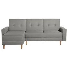 Ecksofa Max Winzer "Just Chill kubisches Schlafsofa im skandinavischen Stil, bequem" Sofas Gr. B/H/T: 230cm x 93cm x 152cm, Strukturgewebe 16523, Recamiere beidseitig montierbar, ohne Hocker, grau (hellgrau) Recamiere links oder rechts montierbar, mit Rückenverstellung