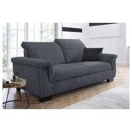 2,5-Sitzer DOMO collection "Sully" Sofas Gr. B/H/T: 210cm x 84cm x 102cm, Luxus-Microfaser, ohne Rückenverstellung, grau (dunkelgrau) wahlweise mit Rückenverstellung