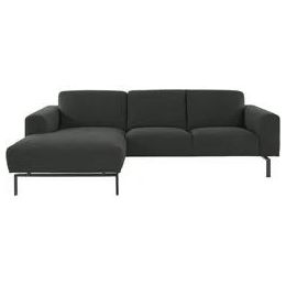 Ecksofa Andas "Lungre, L-Form" Sofas Gr. B/H/T: 260cm x 82cm x 163cm, Struktur, Recamiere links, Ecksofa XL, schwarz (jet black) in verschiedenen Größen, extra hohe Füße aus Metall