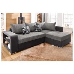 Ecksofa Collection AB "John L-Form" Sofas Gr. B/H/T: 226 cm x 80 cm x 92 cm, Microfaser PRIMABELLE-Struktur, mit Federkern, schwarz (schwarz, grau) mit Bettfunktion, wahlweise Federkern