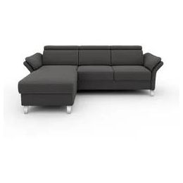 Sit & More Ecksofa SIT & MORE "Vincenzo L-Form" Sofas Gr. B/H/T: 252 cm x 84 cm x 165 cm, Struktur, Recamiere links, mit Kopfteilverstellung-mit Bettfunktion-mit Bettkasten, grau (dunkelgrau) inklusive Kopfteilverstellung, wahlweise mit Bettfunktion, Bettkasten