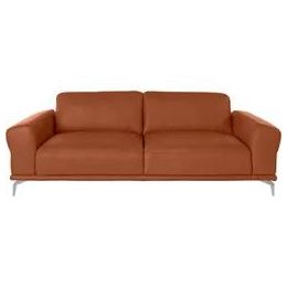 2,5-Sitzer W.Schillig "montanaa" Sofas Gr. B/H/T: 232cm x 78cm x 94cm, Longlife Xtra-Leder Z69, braun (cognac z69) mit Metallfüßen in Silber matt, Breite 232 cm