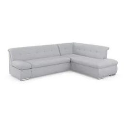 Ecksofa DOMO collection "Mona L-Form" Sofas Gr. B/H/T: 271cm x 80cm x 213cm, Feinstruktur, Ottomane rechts, ohne Bettfunktion-mit Armlehnenfunktion, silberfarben (silber) wahlweise mit Bett- und Armlehnfunktion