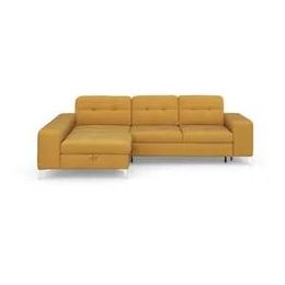 Sit & More Ecksofa SIT & MORE "Baviene L-Form" Sofas Gr. B/H/T: 286cm x 92cm x 176cm, Luxus-Microfaser Paris, Recamiere links, mit Bettfunktion-mit Bettkasten, gelb (senf) inklusive Sitztiefenverstellung und Federkern, wahlweise Bettfunktion