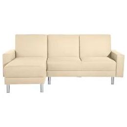 Schlafsofa Max Winzer "Just Fresh" Sofas Gr. B/H/T: 230cm x 93cm x 152cm, Strukturgewebe 16523, Recamiere beidseitig montierbar, beige mit Rückenverstellung, inklusive Stauraumhocker