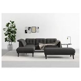 Sit & More Ecksofa SIT & MORE "Scandia L-Form" Sofas Gr. B/H/T: 271cm x 82cm x 214cm, Luxus-Microfaser Euphoria, Ottomane links, Ohne Kopfteilverstellung-Ohne Armteilfunktion-Mit schwarzen matten Metallfüßen, grau (fango) Wahlweise mit Kopfteilverstellung und Armteilfunktion