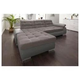 Sit & More Ecksofa SIT & MORE "Ontario L-Form" Sofas Gr. B/H/T: 280cm x 75cm x 183cm, NaturLEDER, Recamiere links, ohne Bettfunktion-XXL, grau (fango/delfin) XXL, wahlweise mit Bettfunktion