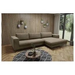 Ecksofa DOMO collection "Modica L-Form" Sofas Gr. B/H/T: 329cm x 83cm x 173cm, Cord, Recamiere rechts, braun (schlamm) moderne Optik mit großzügiger Recamieire, auch in Cord