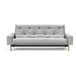 Schlafsofa INNOVATION LIVING TM "MIMER hochwertige Schlaffunktion, aktuelles Design und extra Komfort" Sofas Gr. T: 100 cm, Struktur MICRO CHECK, grau (grau 590 micro check) Taschenfederkernmatratze, Breite Liegefläche 140 cm