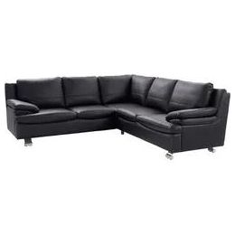 Ecksofa Places of Style "Drover L-Form" Sofas Gr. B/H/T: 247cm x 91cm x 247cm, NaturLEDER LongLife100, schwarz gleichschenklig, in Echtleder