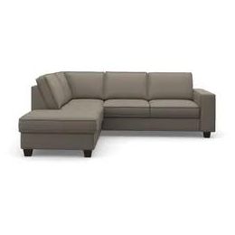 Ecksofa Home Affaire "County L-Form" Sofas Gr. B/H/T: 236cm x 81cm x 213cm, Luxus-Microfaser, Ottomane links, ohne Bettfunktion-ohne Bettkasten, braun (savannah) wahlweise Ottomane links oder rechts, mit Federkern-Polsterung