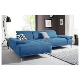 Ecksofa Places of Style "Caluna L-Form" Sofas Gr. B/H/T: 269cm x 97cm x 174cm, Flachgewebe, Recamiere links, blau (pacific) mit Sitztiefen- und Kopfteilverstellung