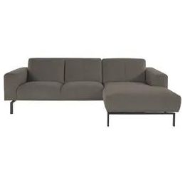 Ecksofa Andas "Lungre, L-Form" Sofas Gr. B/H/T: 280 cm x 82 cm x 163 cm, Struktur weich, Recamiere rechts, Ecksofa XXL, grau (beluga) in verschiedenen Größen, extra hohe Füße aus Metall