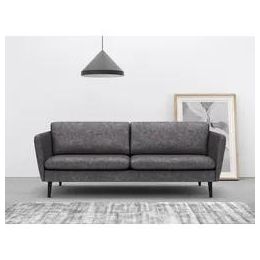 3-Sitzer Andas "Hafjell" Sofas Gr. B/H/T: 202cm x 81cm x 92cm, Samtoptik, grau (dunkelgrau) mit Komfortschaum