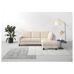 Ecksofa Home Affaire "Summer L-Form" Sofas Gr. B/H/T: 236 cm x 91 cm x 170 cm, Breitcord, Ottomane rechts, mit Bettfunktion-mit Bettkasten-ohne Federkern, beige (creme) mit Ottomane, oder ohne Bettfunktion und Bettkasten, Cord-Bezug