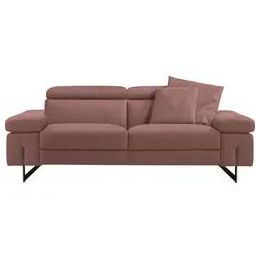 2,5-Sitzer Egoitaliano "Candice" Sofas Gr. B/H/T: 222cm x 100cm x 108cm, Luxus-Microfaser BLUSH, braun (cedar wood) Kopfteile manuell verstellbar, titanumfarbene Kufenfüße