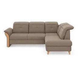 Ecksofa Home Affaire "Dangast L-Form" Sofas Gr. B/H/T: 269cm x 92cm x 200cm, Easy care, Ottomane rechts, ohne Bett und ohne Bettkasten-ohne Relaxfunktion, grau (taupe) Kopfteilverstellung, wahlweise mit motorischer Relaxfunktion