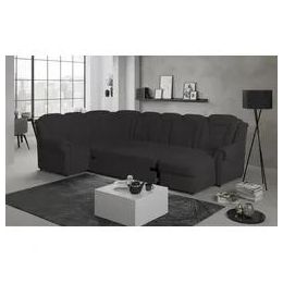 Wohnlandschaft Home Affaire "Boston U-Form" Sofas Gr. B/H/T: 333 cm x 102 cm x 216 cm, Microfaser bedruckt, langer Schenkel links-Recamiere rechts-Bettfunktion rechts, Mit Bettfunktion-mit Schubkasten, grau (anthracite) Gemütliche Wohnlandschaft mit hoher Rückenlehne in klassischem Design