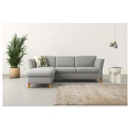 Ecksofa Home Affaire "Trelleborg L-Form" Sofas Gr. B/H/T: 249cm x 86cm x 162cm, Luxus-Microfaser Euphoria, Recamiere links, ohne Bettfunktion-ohne Bettkasten, grau Federkern-Polsterung, wahlweise mit Bettfunktion und Bettkasten