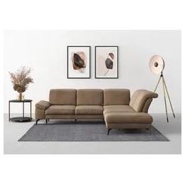 Sit & More Ecksofa SIT & MORE "Cabana L-Form" Sofas Gr. B/H/T: 303cm x 84cm x 244cm, Breitcord, Ottomane rechts, ohne Sitztiefenverstellung-ohne Kopfteilverstellung-ohne Armlehnfunktion-ohne Federkern, braun (latte) Ottomane, wahlweise mit Sitztiefen-,Armlehnen- und Kopfteilfunktion