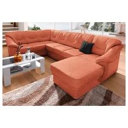 Sit & More Wohnlandschaft SIT & MORE "Savona U-Form" Sofas Gr. B/H/T: 320cm x 90cm x 211cm, Luxus-Microfaser ALTARA NUBUCK, Recamiere rechts, mit Bettfunktion, orange (terra) wahlweise mit Bettfunktion, inklusive Federkern, frei im Raum stellbar