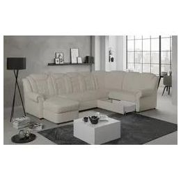 Wohnlandschaft Home Affaire "Boston U-Form" Sofas Gr. B/H/T: 333 cm x 102 cm x 216 cm, Chenille, langer Schenkel rechts-Recamiere links-Bettfunktion links, Mit Bettfunktion-mit Schubkasten, beige Gemütliche Wohnlandschaft mit hoher Rückenlehne in klassischem Design