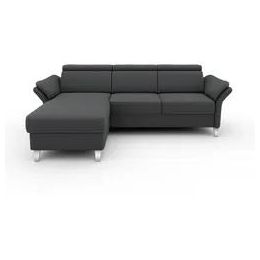 Sit & More Ecksofa SIT & MORE "Vincenzo L-Form" Sofas Gr. B/H/T: 252 cm x 84 cm x 165 cm, Flachgewebe, Recamiere links, mit Kopfteilverstellung, grau (anthrazit) inklusive Kopfteilverstellung, wahlweise mit Bettfunktion, Bettkasten