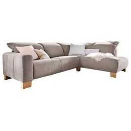 Ecksofa Home Affaire "Hörnum L-Form" Sofas Gr. B/H/T: 281cm x 85cm x 220cm, Struktur weich, Recamiere rechts, mit Relaxfunktion, grau (taupe) wahlweise mit motorischer Relaxfunktion, verstellbarer Kopfstütze