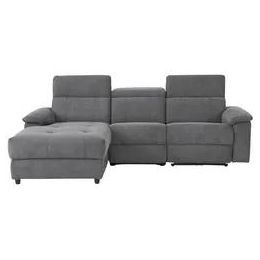 Ecksofa Home Affaire "Binado, L-Form" Sofas Gr. B/T: 252cm x 164cm, Webstoff, Recamiere links, mit manueller Relaxfunktion-ohne USB-Anschluß, grau (anthracit) mit manueller oder elektrischer Relaxfunktion USB-Anschluss