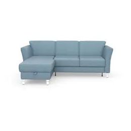 Sit & More Ecksofa SIT & MORE "Visby L-Form" Sofas Gr. B/H/T: 248cm x 87cm x 162cm, Soft clean, Recamiere links, mit Bettfunktion-mit Bettkasten, blau (hellblau) wahlweise mit Bettfunktion und Bettkasten, frei im Raum stellbar