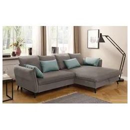 Ecksofa Home Affaire "Tirano, L-Form" Sofas Gr. B/H/T: 274cm x 88cm x 170cm, Luxus-Microfaser, Recamiere rechts, ohne Bettfunktion, grau (taupe) wahlweise mit Bettfunktion und Bettkasten