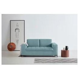 2-Sitzer OTTO products "Grazzo" Sofas Gr. B/H/T: 172cm x 80cm x 90cm, Struktur (recyceltes Polyester), blau (eisblau) hochwertige Stoffe aus recyceltem Material, Steppung im Sitzbereich