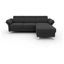 Sit & More Ecksofa SIT & MORE "Vincenzo L-Form" Sofas Gr. B/H/T: 252cm x 84cm x 165cm, Struktur, Recamiere rechts, mit Kopfteilverstellung-mit Bettfunktion, grau (anthrazit) inklusive Kopfteilverstellung, wahlweise mit Bettfunktion, Bettkasten