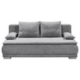 Schlafsofa ED EXCITING DESIGN "Luigi" Sofas Gr. B/H/T: 211cm x 93cm x 103cm, Microvelours, grau (uran 03 dark grey) mit Bettfunktion, Bettkasten, Rücken- und Armlehnkissen, frei im Raum