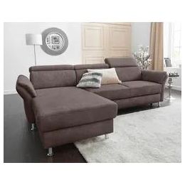 Sit & More Ecksofa SIT & MORE "Avignon L-Form" Sofas Gr. B/H/T: 259cm x 97cm x 172cm, Luxus-Microfaser, Recamiere links, mit Kopfteilverstellung-mit Bettfunktion-mit Bettkasten, braun Kopfteilverstellung, wahlweise mit Bettfunktion und Bettkasten