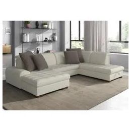 Sit & More Wohnlandschaft SIT&MORE "Luxor U-Form" Sofas Gr. B/H/T: 329 cm x 82 cm x 224 cm, Soft clean, Ottomane rechts, ohne Bettfunktion-ohne Bettkasten-ohne Kopfteilverstellung, beige (creme) wahlweise mit Bettfunktion, Bettkasten und Kopfteilverstellung