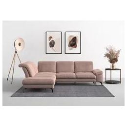 Sit & More Ecksofa SIT & MORE "Cabana L-Form" Sofas Gr. B/H/T: 303cm x 84cm x 244cm, Feincord, Ottomane links, mit Sitztiefenverstellung-mit Kopfteilverstellung-mit Armlehnfunktion-ohne Federkern, rosa (altrosa) Ottomane, wahlweise mit Sitztiefen-,Armlehnen- und Kopfteilfunktion