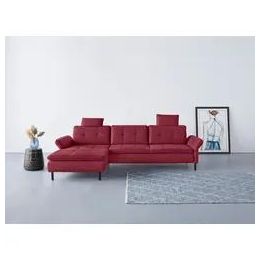 Ecksofa Inosign "Birkholm L-Form" Sofas Gr. B/H/T: 267cm x 83cm x 174cm, Luxus-Microfaser ALTARA NUBUCK, Recamiere links, mit Armlehnfunktion, rot (bordeaux) Armlehnverstellung, auch in Easy Clean Bezug - mit Wasser zu reinigen