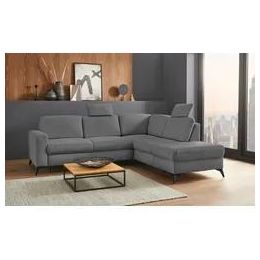 Ecksofa Places of Style "Lolland L-Form" Sofas Gr. B/H/T: 249cm x 88cm x 212cm, Luxus-Microfaser ALTARA NUBUCK, Ottomane rechts, ohne Bettfunktion und Stauraum, grau (steel) Wahlweise mit Bettfunktion und Stauraum, auch abwischbarem Bezug