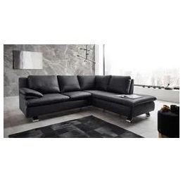 Ecksofa Places of Style "Drover L-Form" Sofas Gr. B/H/T: 250cm x 91cm x 220cm, NaturLEDER LongLife100, Ottomane rechts, schwarz in Echtleder