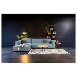 Ecksofa Tom Tailor HOME "HEAVEN STYLE XL" Sofas Gr. B/H/T: 302cm x 85cm x 221cm, Struktur grob TCU, Recamiere links, mit Bettfunktion-mit Bettkasten-Kunststofffuß, blau (fresh tcu 6) aus der COLORS COLLECTION, wahlweise mit Bettfunktion & Bettkasten